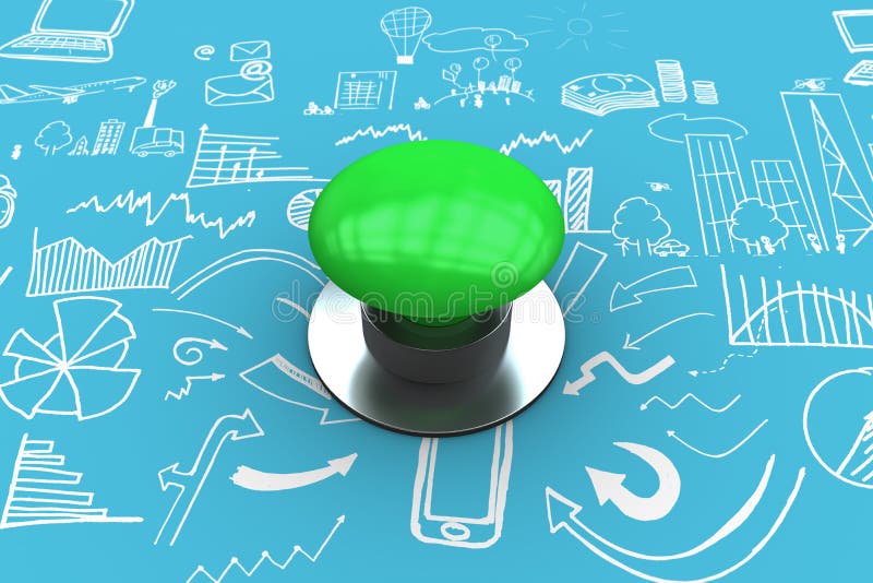 Composite Image of Digitally Generated Green Push Button Stock ...