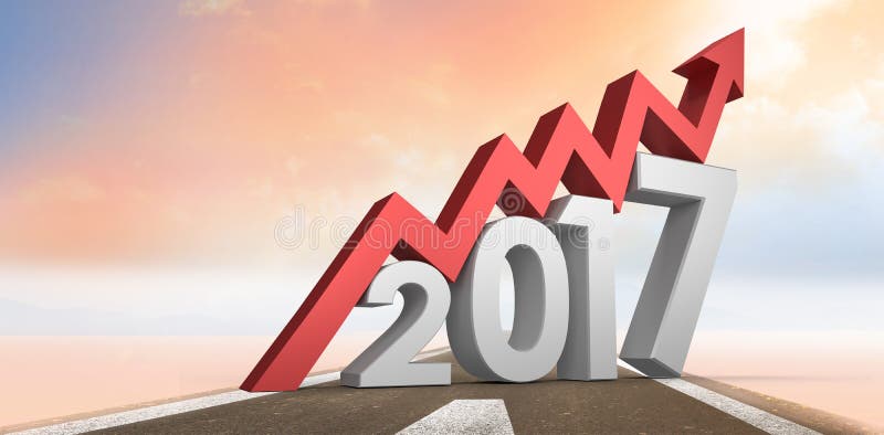 Composite Image of Digitally Generated Image of Number with Arrow ...