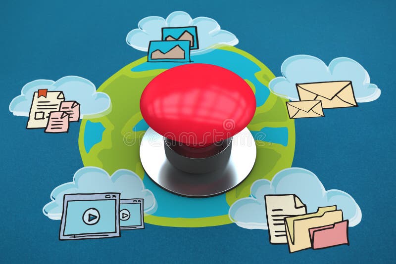 Composite Image of Digitally Generated Red Push Button Stock ...