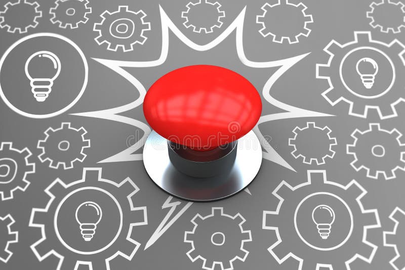 Composite Image of Digitally Generated Red Push Button Stock ...