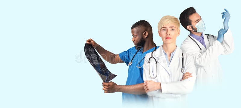Composite Image with Diverse Doctors in Uniform during Working Shift in ...
