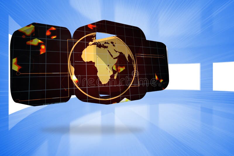 Composite Image of Earth on Grid on Abstract Screen Stock Illustration ...