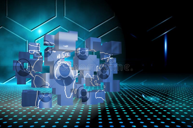 Composite Image of Earth Interface on Abstract Screen Stock ...