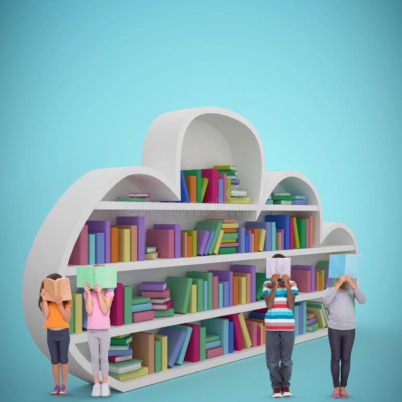 Composite Image of Elementary Pupils Reading Stock Illustration ...