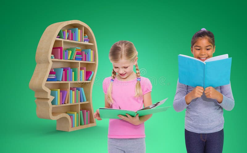 Composite Image of Elementary Pupils Reading Stock Photo - Image of ...