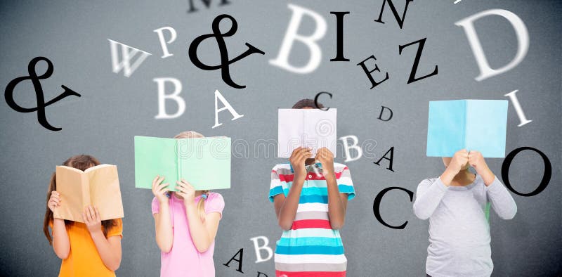 Composite Image of Elementary Pupils Reading Stock Image - Image of ...