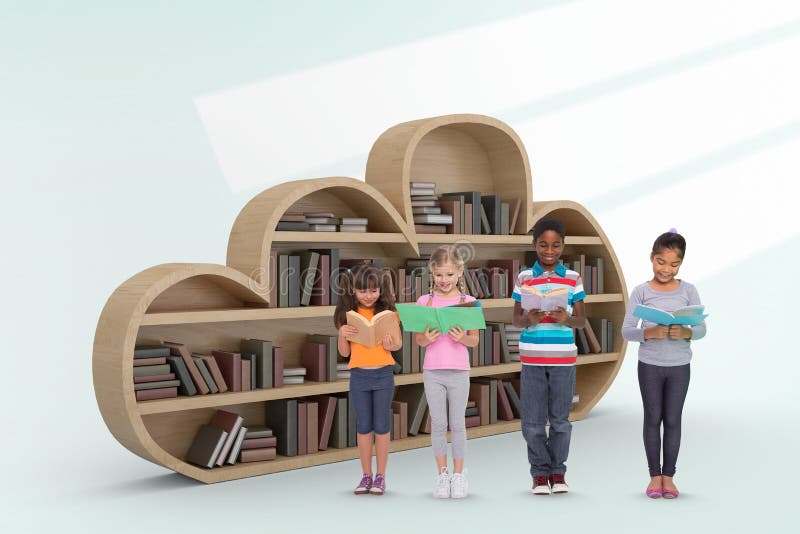 Composite Image of Elementary Pupils Reading Stock Image - Image of ...