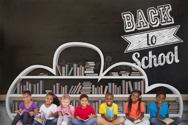 Composite Image of Elementary Pupils Reading Books Stock Photo - Image ...