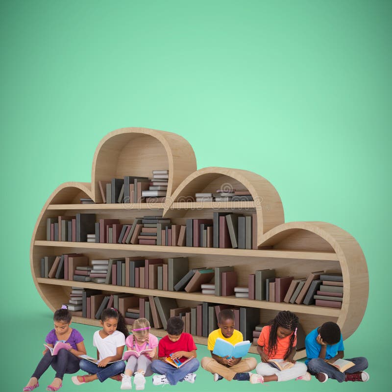 Composite Image of Elementary Pupils Reading Books Stock Photo - Image ...