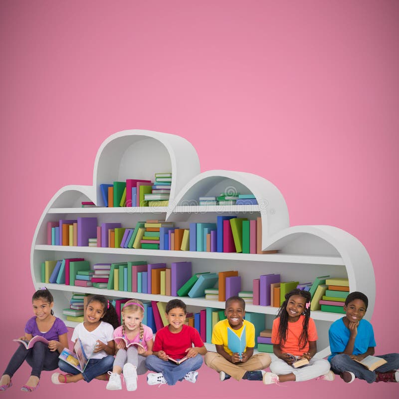 Composite Image of Elementary Pupils Reading Books Stock Image - Image ...