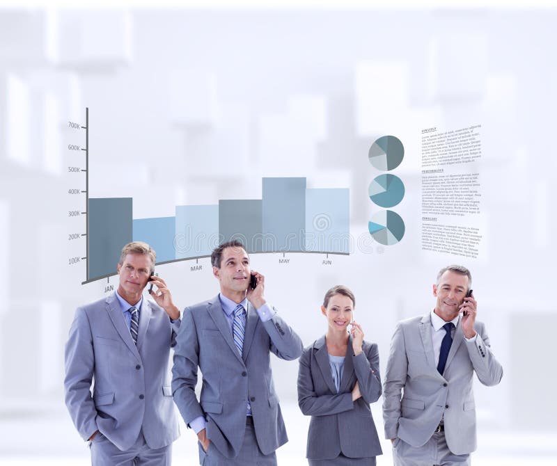 Composite Image of Employees Using Their Mobile Phone Stock Photo ...