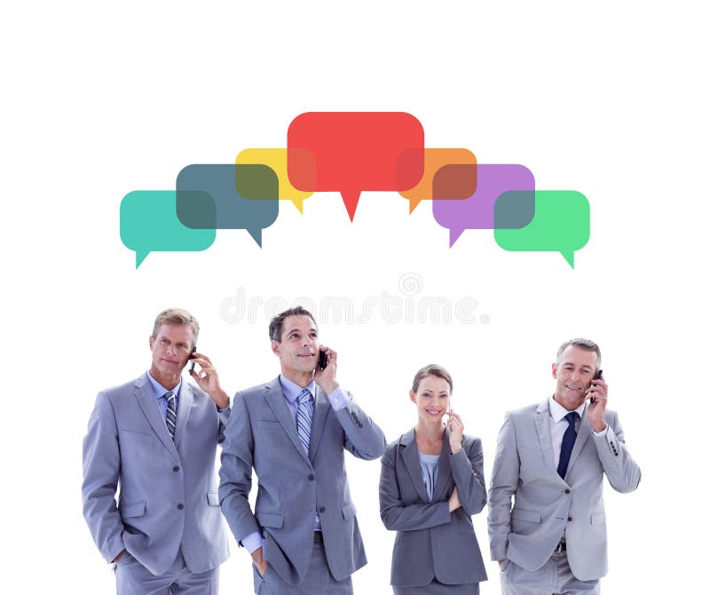 Composite Image of Employees Using Their Mobile Phone Stock Photo ...