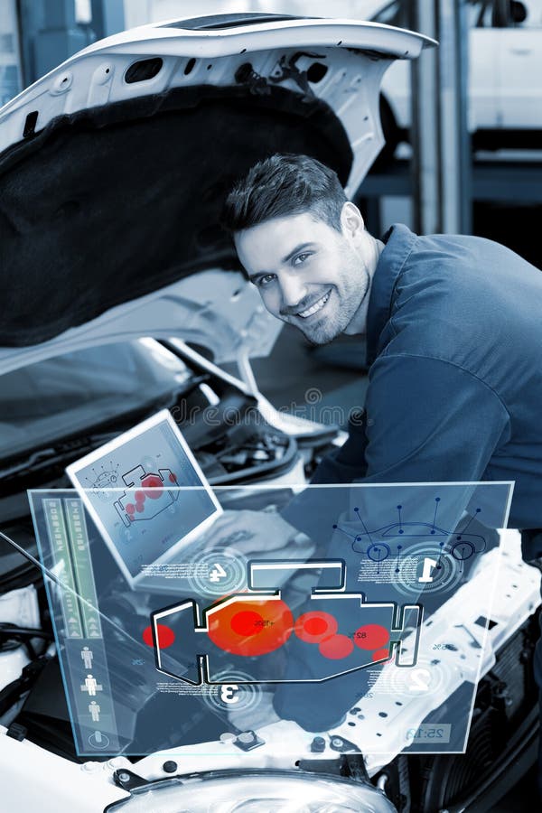 Composite Image of Engine Interface Stock Image - Image of holding ...