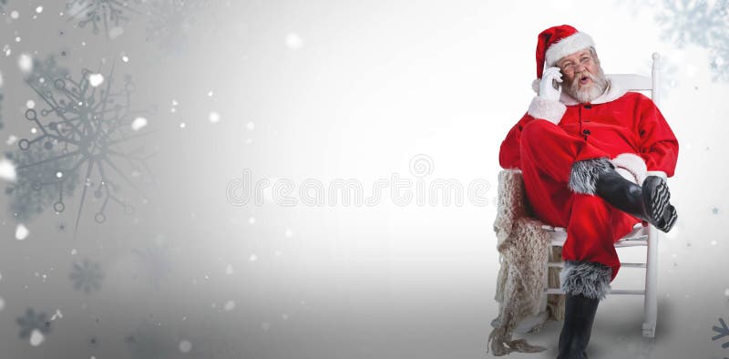 Santa Claus Using a Mobile Phone at Christmas Time Stock Image - Image ...