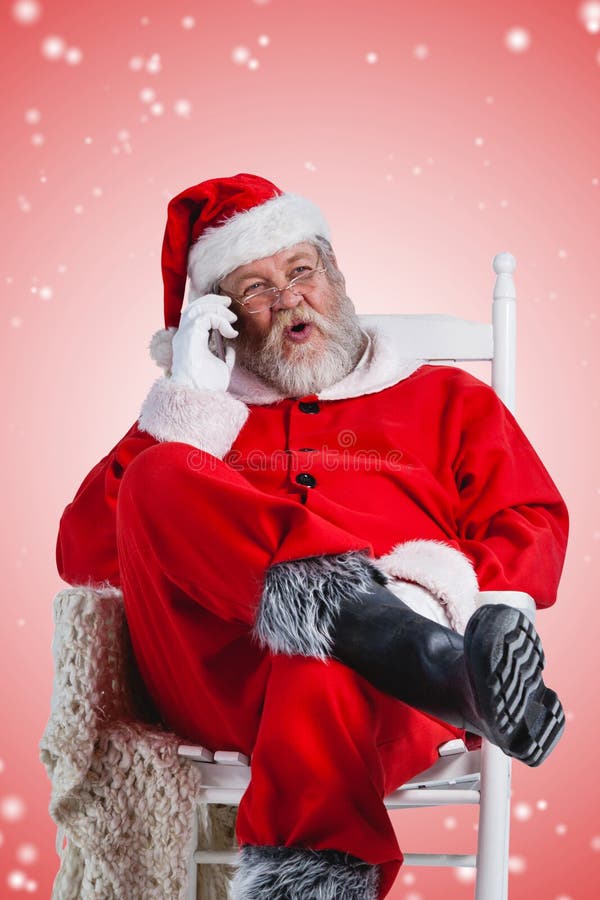 Composite Image of Excited Santa Claus Talking on Mobile Phone Stock ...