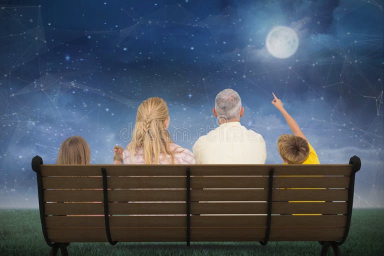 Composite Image of Family Watching the Moon Stock Illustration ...