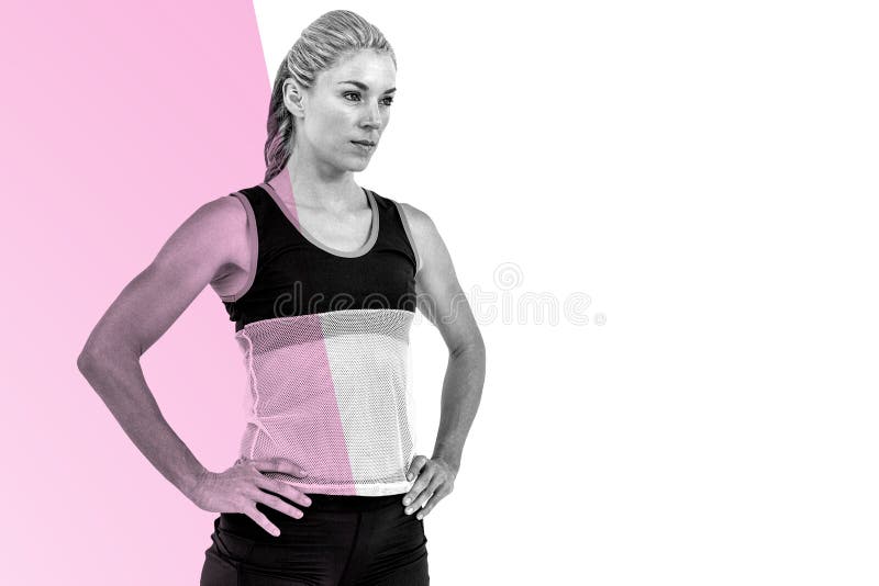 Composite Image of Female Athlete Standing with Hand on Hip Stock ...