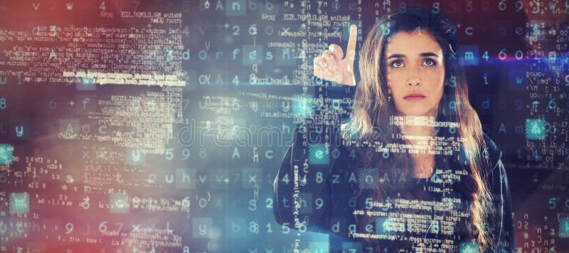 Composite Image of Female Hacker Using Digital Screen Stock Image ...