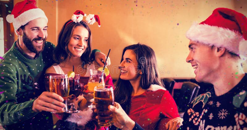 Composite Image of Festive Friends Drinking Beer and Cocktail Stock ...