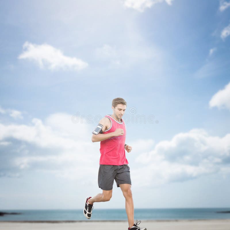Composite Image of Fit Man Running Stock Image - Image of frame ...