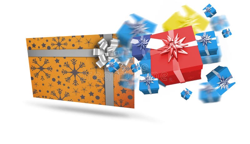 Composite Image of Flying Christmas Presents Stock Illustration ...
