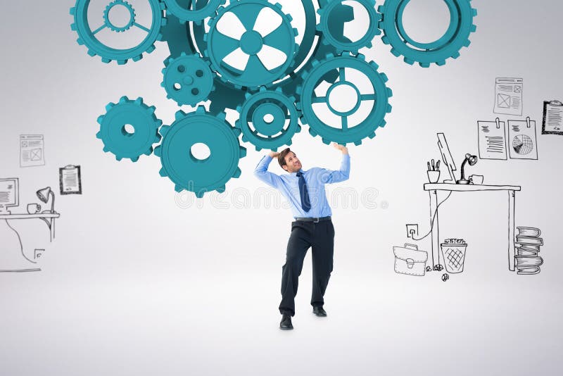 Composite Image of Focused Businessman Lifting Up Something Heavy Stock ...