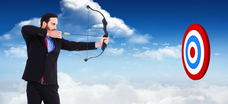 Composite Image of Focused Businessman Shooting a Bow and Arrow Stock ...