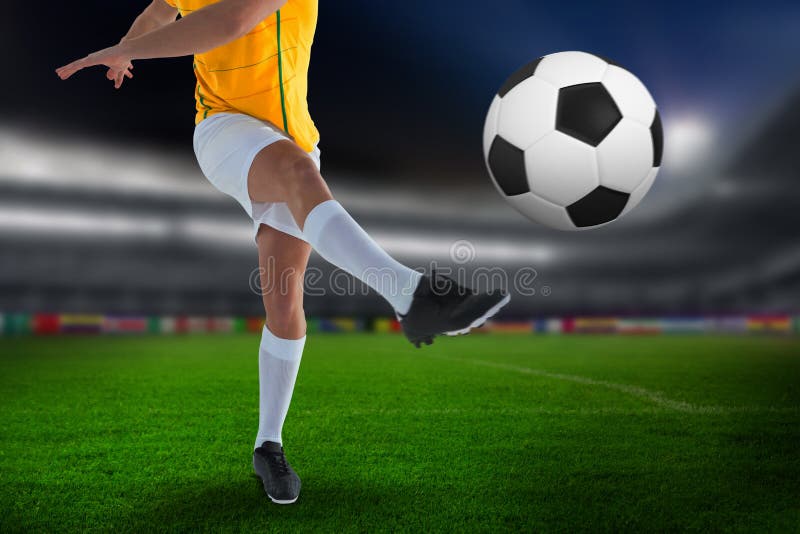 Composite Image of Football Player Stock Photo - Image of grass ...