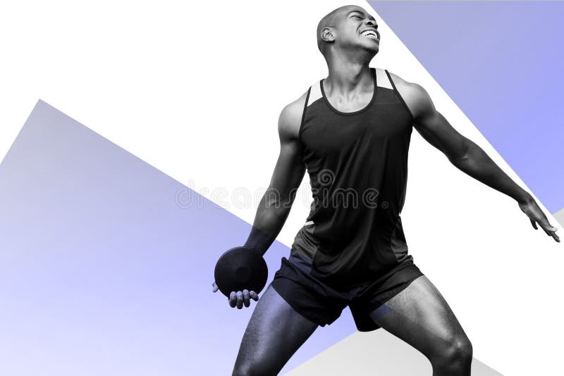 Composite Image of Front View of Sportsman Practising Discus Throw ...
