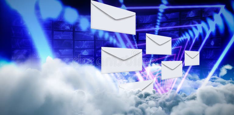 Composite Image of Graphic of Envelopes on White Background Stock Image ...