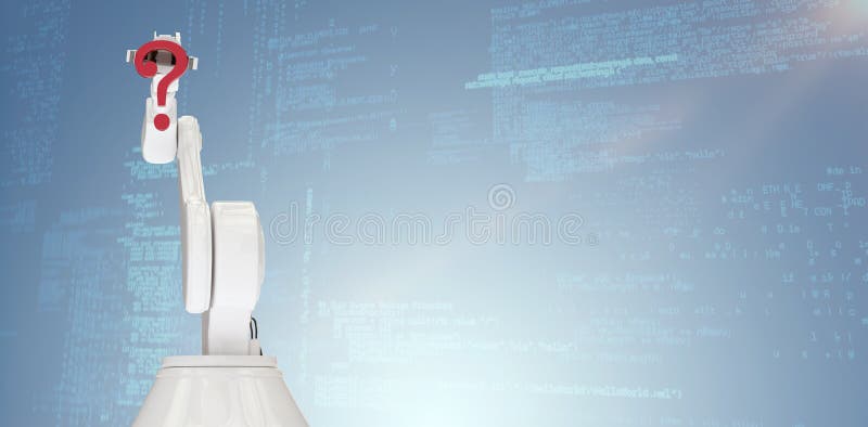 Composite Image of Graphic Image of Robotic Arm Holding Question Mark ...