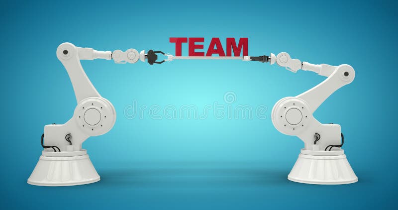 Composite Image of Graphic Image of Robotic Arms Holding Text 3d Stock ...
