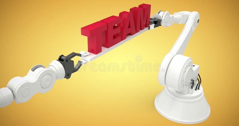 Composite Image of Graphic Image of Robotic Arms with Red Text 3d Stock ...