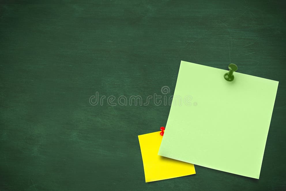 Composite Image of Green Sticky Note with Thumbtack Stock Photo - Image ...