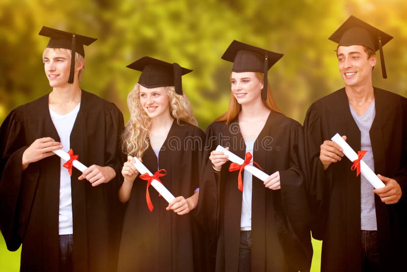Composite Image of Group of People Celebrating after Graduation Stock ...