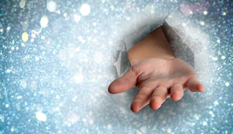 Composite Image of Hand Bursting through Paper Stock Illustration ...