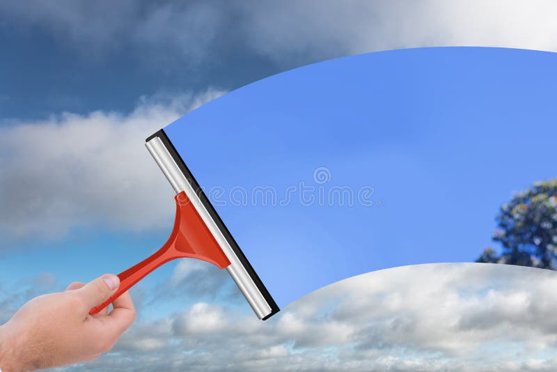 Composite Image of Hand Using Wiper Stock Photo - Image of hand ...