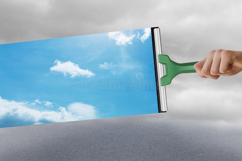 Composite Image of Hand Using Wiper Stock Photo - Image of wiping ...
