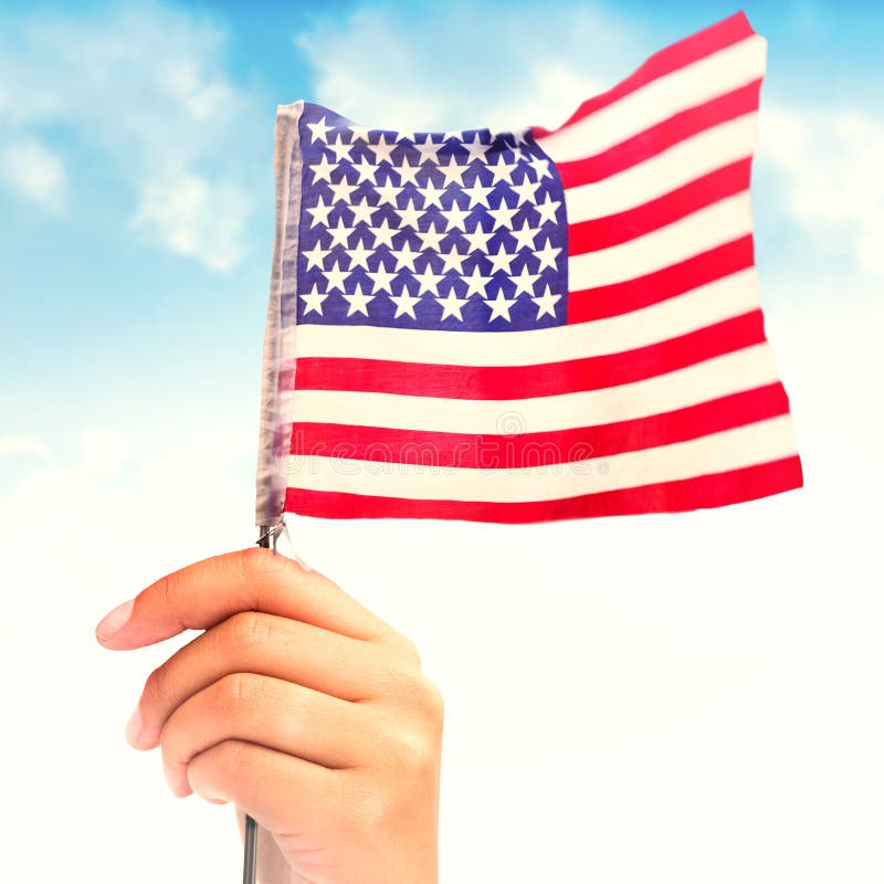 Composite Image of Hand Waving American Flag Stock Photo - Image of ...