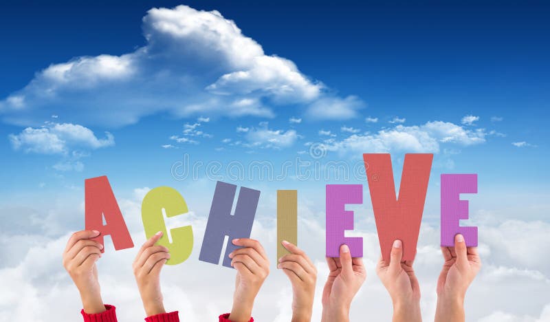 A Composite Image of Hands Holding Up Achieve Stock Image - Image of ...