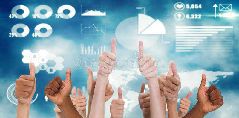 Composite Image of Hands Showing Thumbs Up Stock Photo - Image of ...