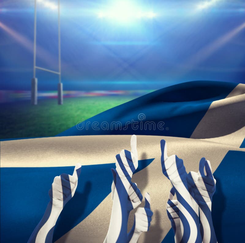 Composite Image of Hands Up and Thumbs Raised Stock Photo - Image of ...