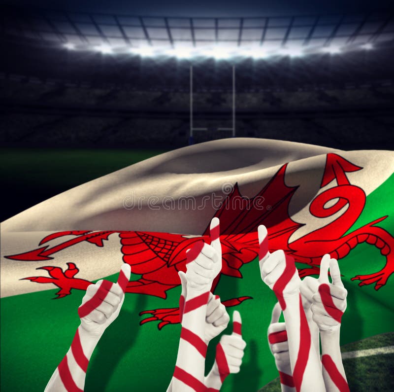 Composite Image of Hands Up and Thumbs Raised Stock Photo - Image of ...