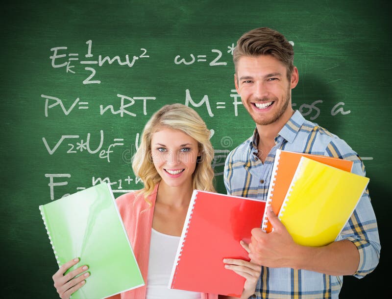 Composite Image of Happy Students Smiling at Camera Stock Photo - Image ...