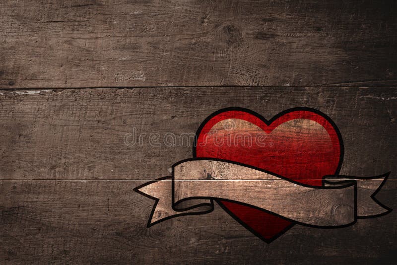 Composite Image of Heart with Scroll Stock Illustration - Illustration ...