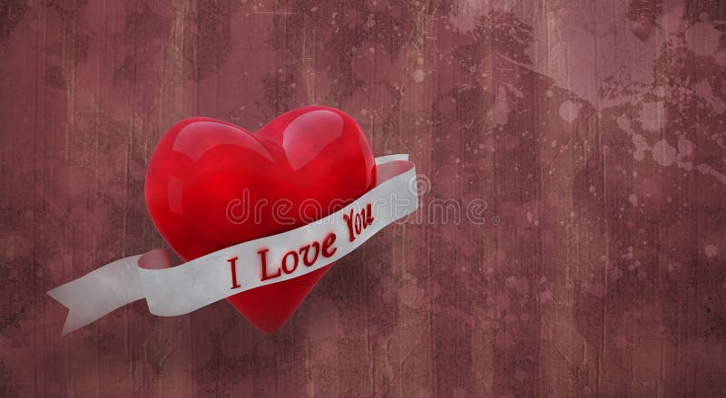 Composite Image of Heart with Scroll 3d Stock Image - Image of paint ...