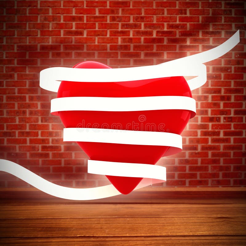 Composite Image of Heart Wrapped in Ribbon Stock Illustration ...