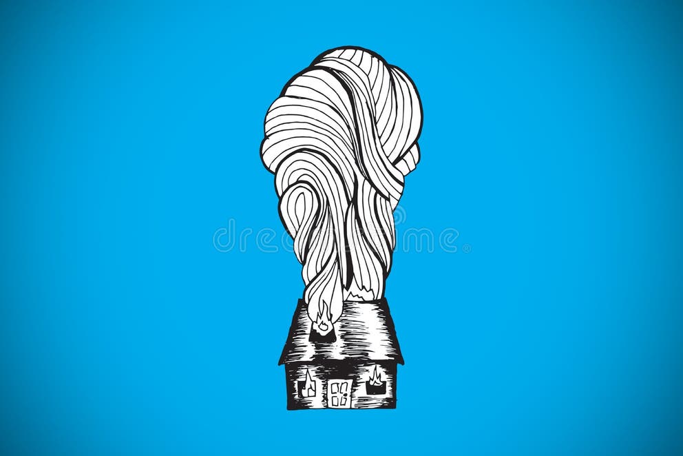 Composite Image of House on Fire Doodle Stock Illustration ...
