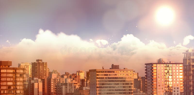 Composite Image of Idyllic View of Sun Over Clouds during Sunny Day ...