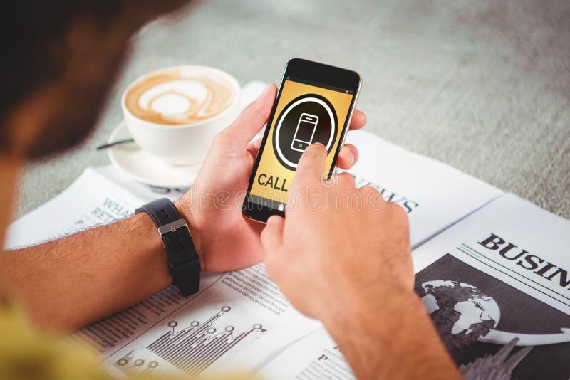 Composite Image of Image of Call Taxi Text with Mobile Icon Stock Photo ...